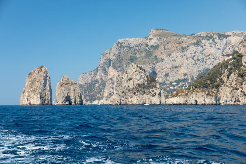 View from the Boat on the Cliff Coast of Capri Island Stock Photo ...