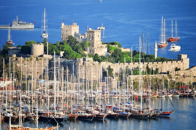 View of Bodrum Harbor during Hot Summer Day. Turkish Riviera Stock ...
