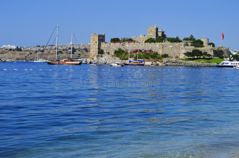 View of Bodrum Harbor during Hot Summer Day. Turkish Riviera Stock ...