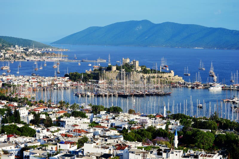 View of Bodrum Harbor during Hot Summer Day. Turkish Riviera Stock ...