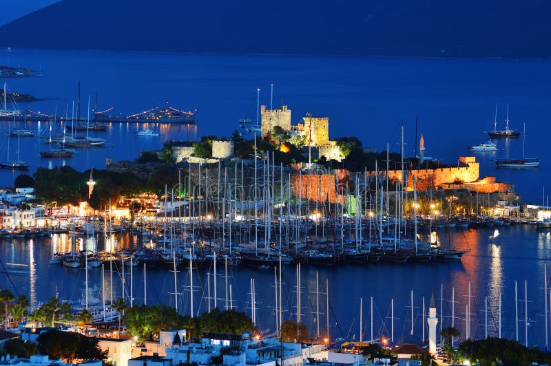 Bodrum at night stock photo. Image of sunset, harbour - 9602762