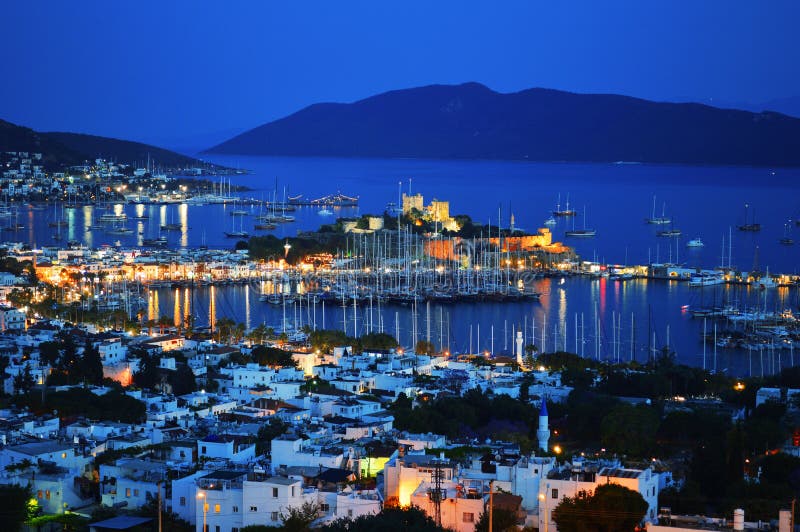 Bodrum at night stock photo. Image of sunset, harbour - 9602762