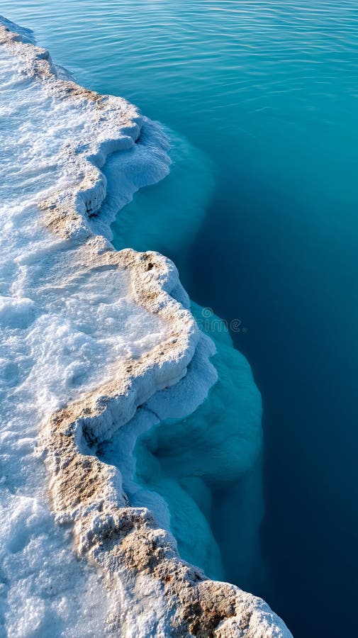 A View of a Body of Water with Ice on the Edge of it Stock Image ...