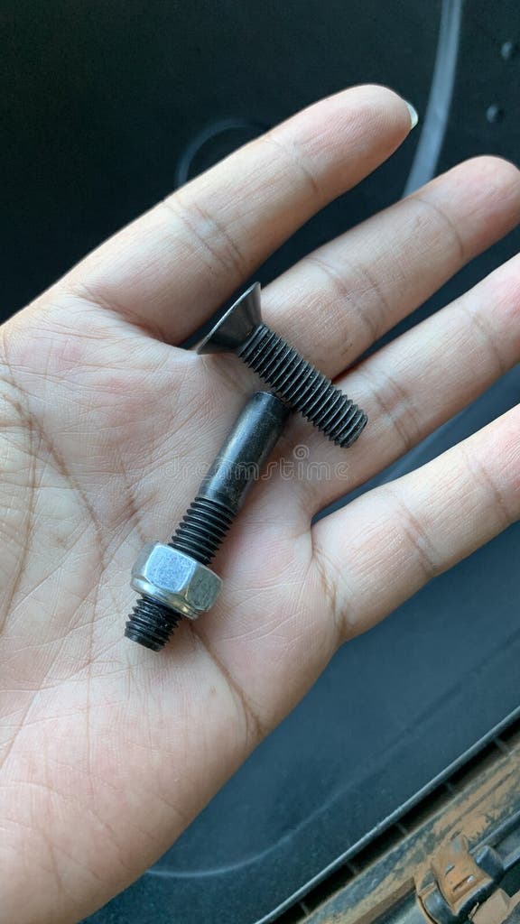 View Bolt and Nut on the Hand Stock Photo - Image of bolts, tools ...