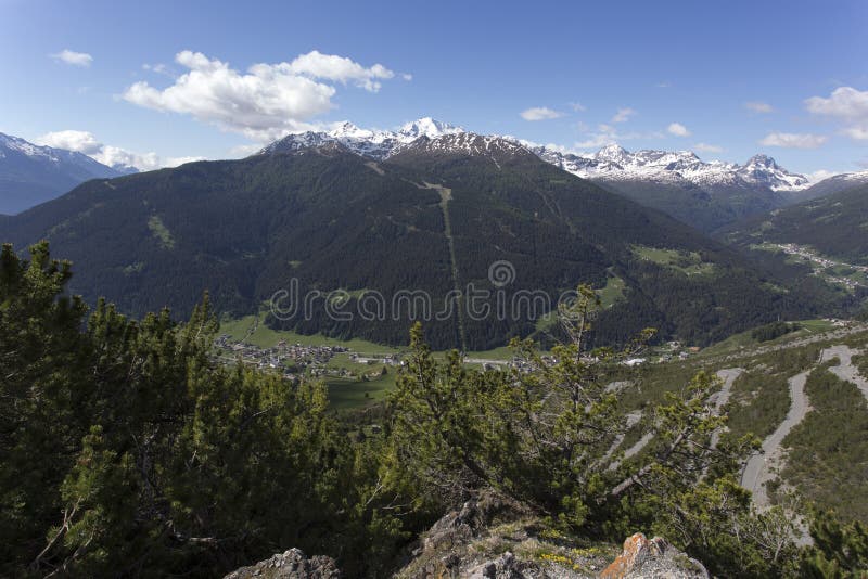 A View of Bormio from Mountain Stock Photo - Image of village, valley ...