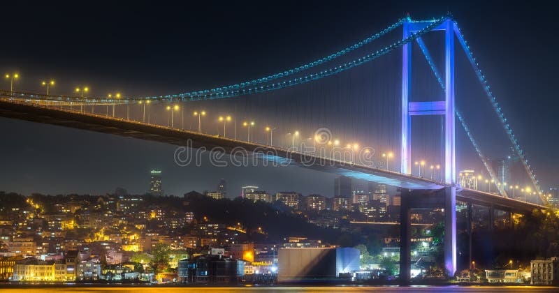 View of Bosphorus Bridge at Night Istanbul Editorial Stock Image ...