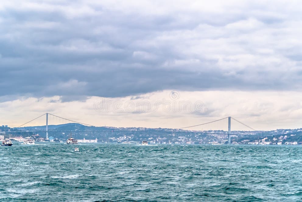 View on Bosphorus Strait and Bridge Stock Image - Image of water ...