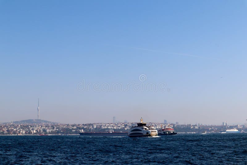 View of the Bosphorus Strait in Istanbul, Turkey in the Bright Sunny ...
