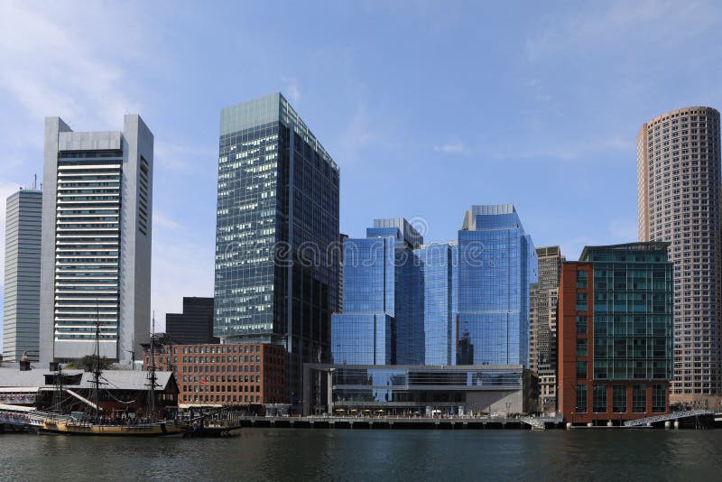 View of the Boston, Massachusetts Harbor Skyline Stock Photo - Image of ...
