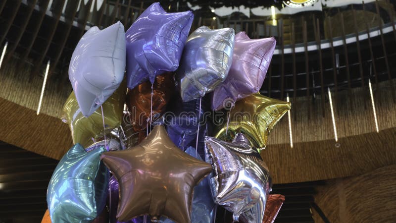 View from the Bottom on the Beautiful Helium Colourful Balloons in the ...