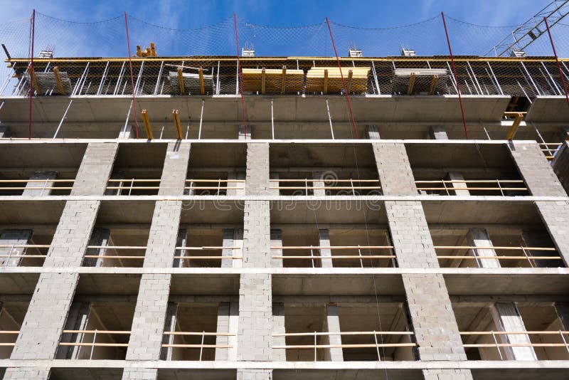 View from the Bottom of the Facade of a Multi-storey Building Under ...