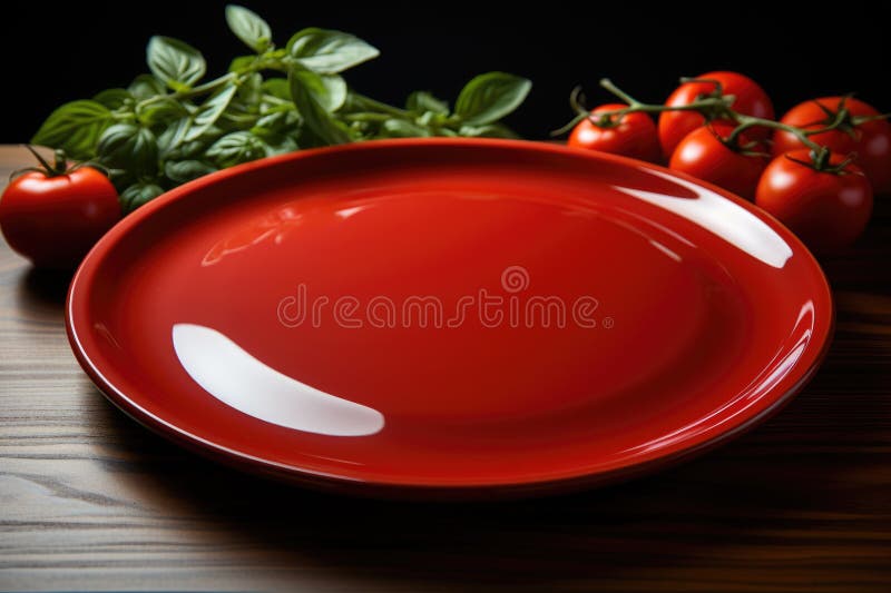 View from the Bottom Half of the Fresh Red Tomato Wood Plate on the ...
