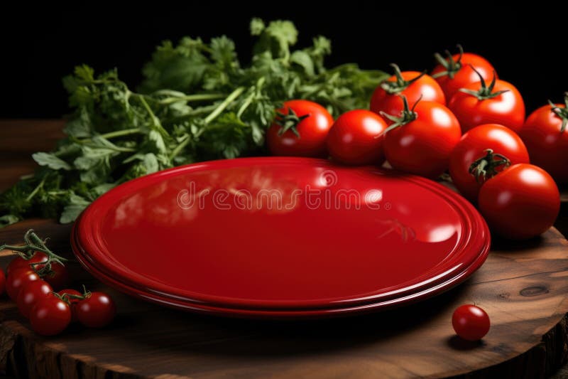 View from the Bottom Half of the Fresh Red Tomato Wood Plate on the ...
