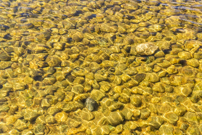 View of the Bottom of the Lake through Clear Water Rocks and Sand ...