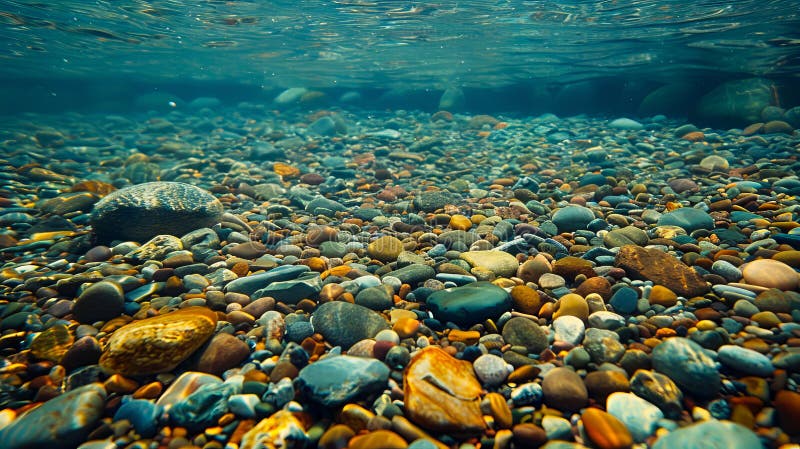 A View of the Bottom of a Lake with Rocks and Pebbles Stock Photo ...