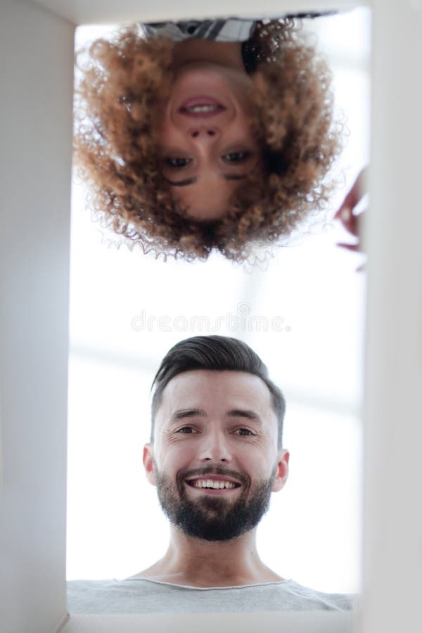 View from the Bottom of the Newlyweds Looking Inside the Box. Stock ...