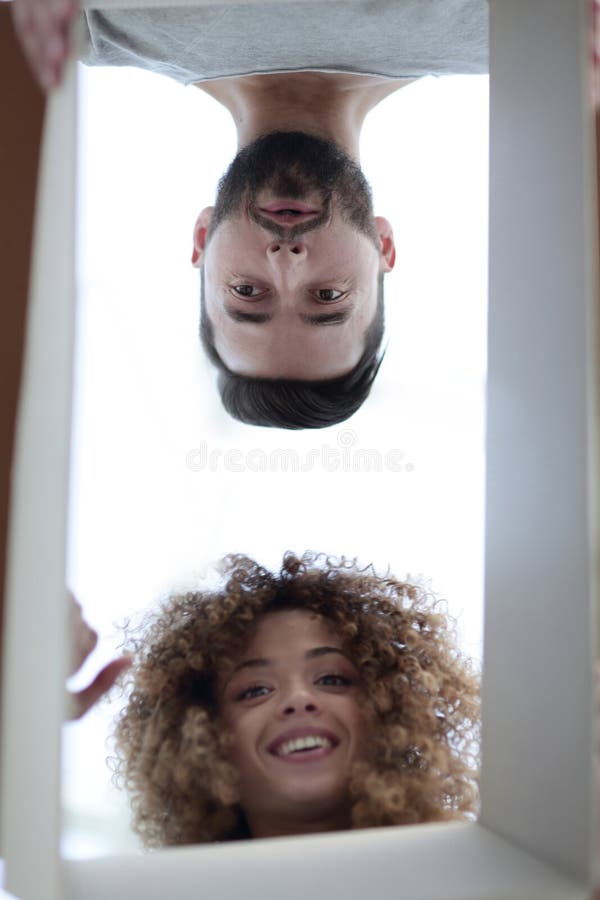 View from the Bottom of the Newlyweds Looking Inside the Box. Stock ...