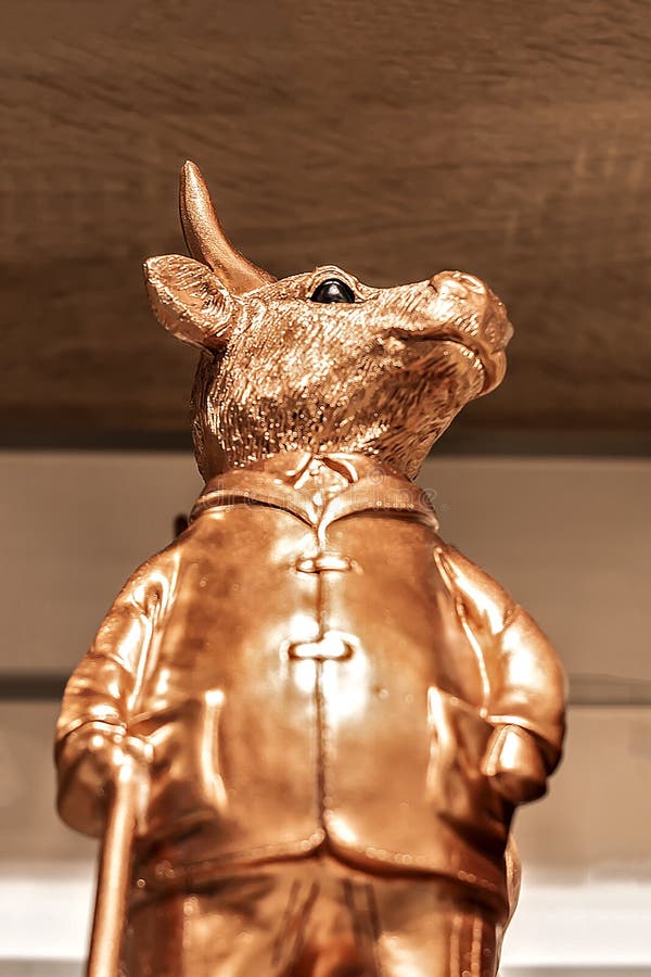 Copper Bull Figurine. View from the Bottom Up. 2021 Symbol New Year ...