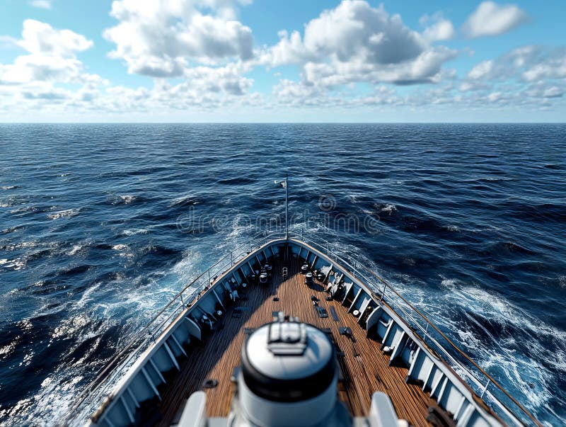 A View from the Bow of a Cruise Ship in the Middle of the Ocean Stock ...