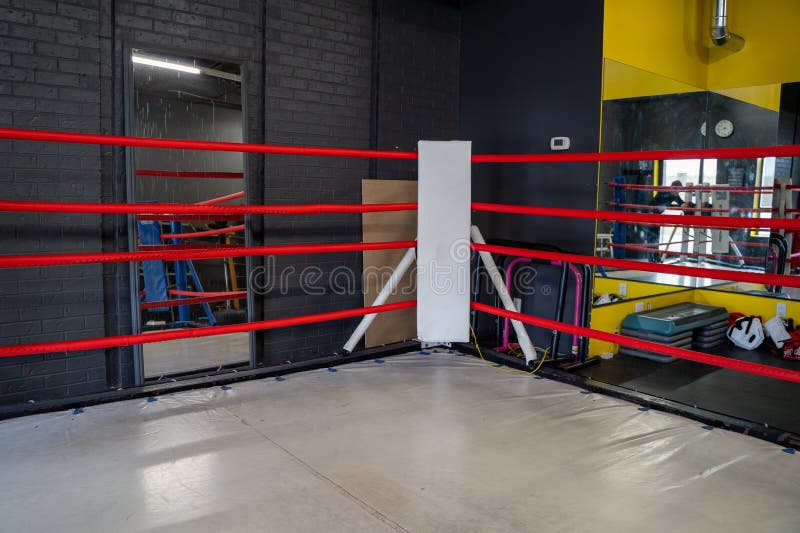 View of Boxing Ring Inside Gym Stock Image - Image of health, sport ...