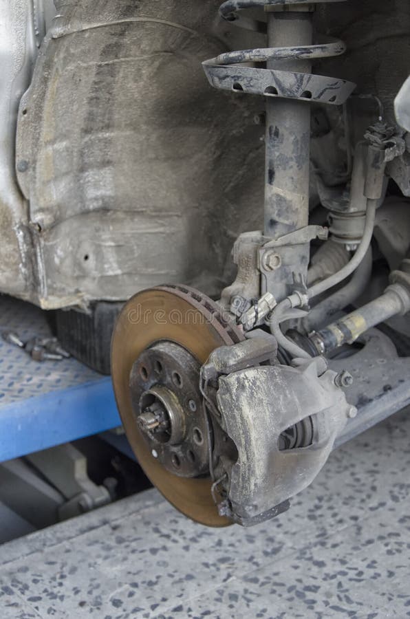 Shock Absorbers and Spring Added To the Frame of an Old Car Stock Photo ...