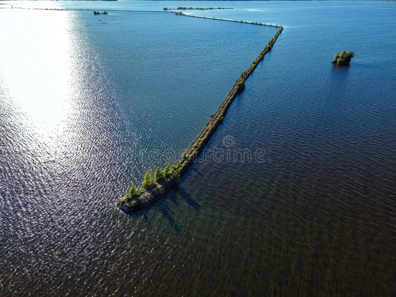 View of a Breakwall on the Fox River Stock Image - Image of shoreline ...