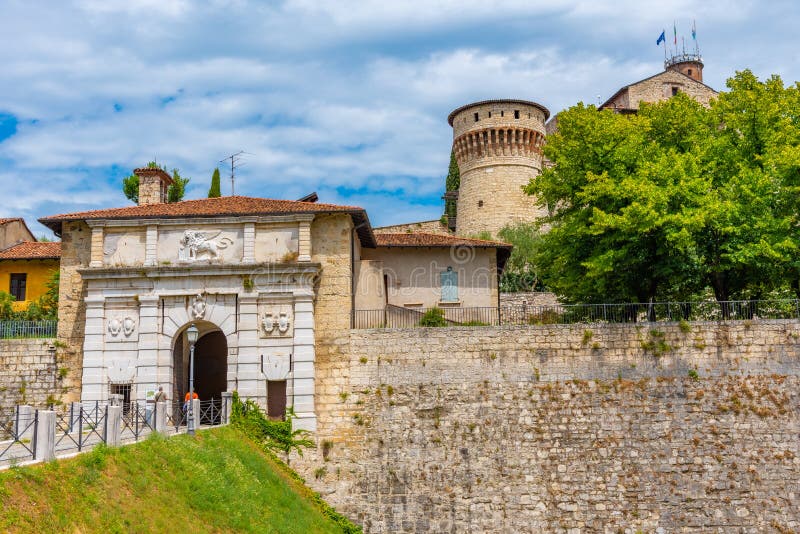 View of the Brescia Castle in Italy Editorial Photography - Image of ...