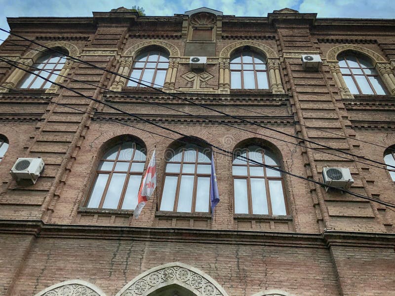 View on a Brick Apartment Building from Down To Up. Perspective of ...