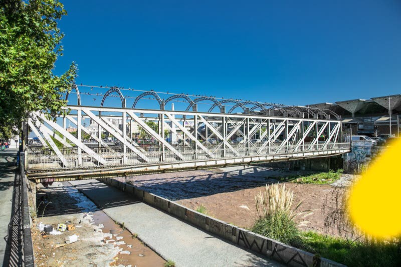 View on Bridge Across the Mapocho River in Santiago.Chile Stock Image ...