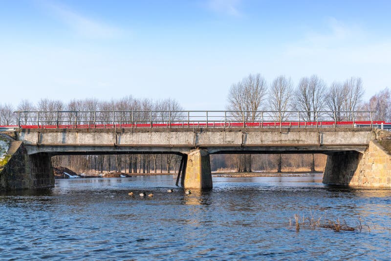 Bridge Across the Spring River Stock Photo - Image of rural, season ...