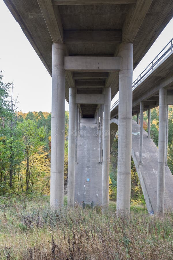 View of the Bridge from Below. Concrete Bridge Construction Stock Photo ...