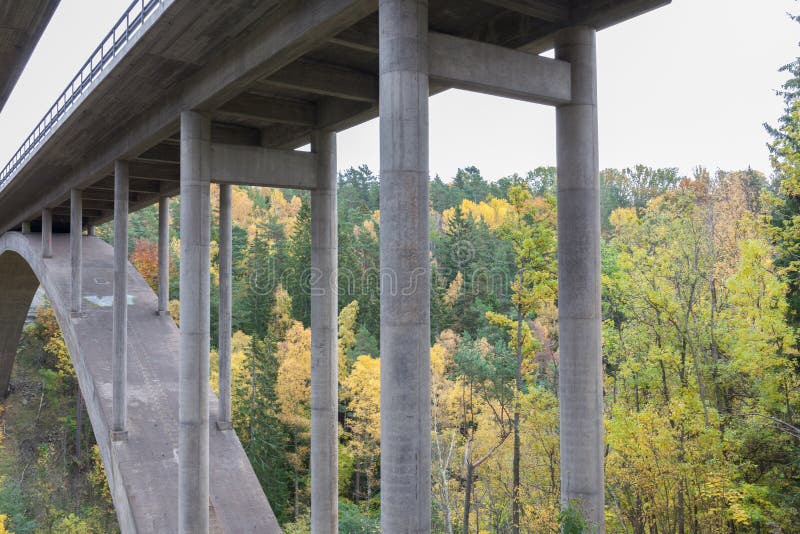 View of the Bridge from Below. Concrete Bridge Construction Stock Photo ...