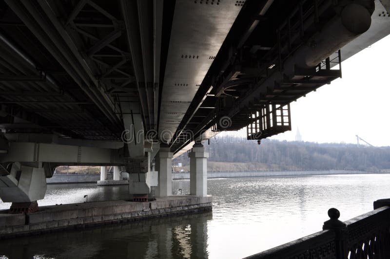 View on the Bridge from Bottom Stock Image - Image of water, light ...