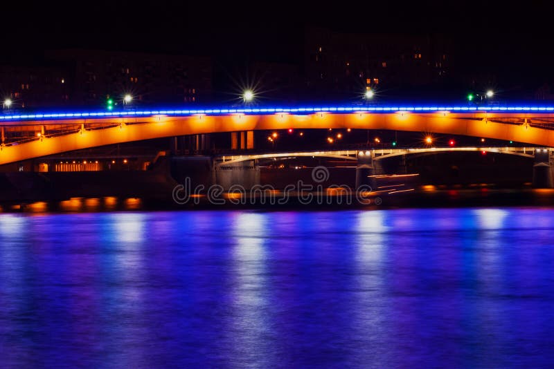 View of Bridge with Bright Light Reflex on Water Stock Image - Image of ...