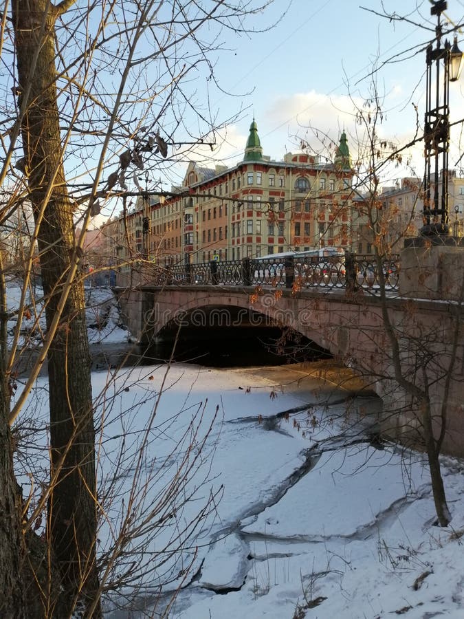 A View of the Bridge and Buildings Stock Photo - Image of trees ...
