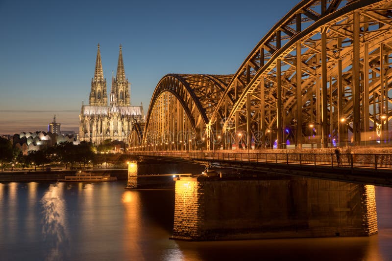 Cologne Bridge by Night Dome Editorial Stock Photo - Image of dome ...