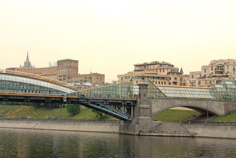View of the Bridge and Embankment Across the River Stock Image - Image ...