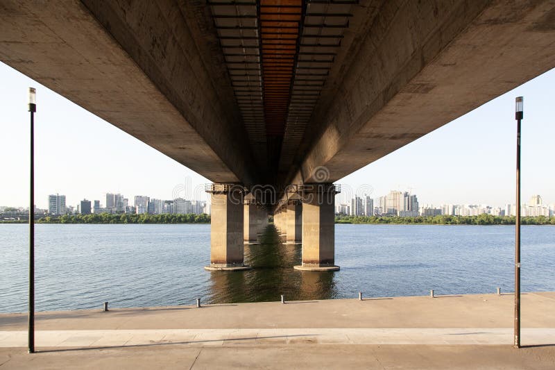 View of the Bridge on Han River in Seoul, South Korea Stock Photo ...