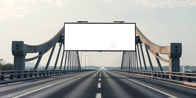 A View of a Bridge with a Large Blank Billboard Above the Road and ...