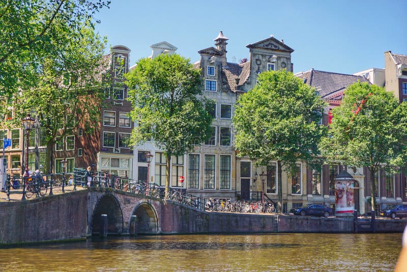 View of Bridge Over River in Amsterdam Stock Image - Image of downtown ...