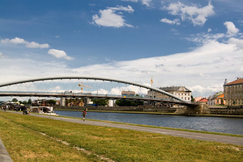 View of the Bridge and River in Krakow, Poland, Europe. Stock Image ...