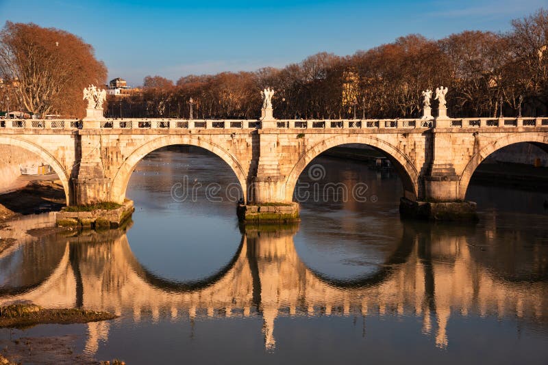 View of Bridge in Rome City, Italy Stock Image - Image of italy, travel ...