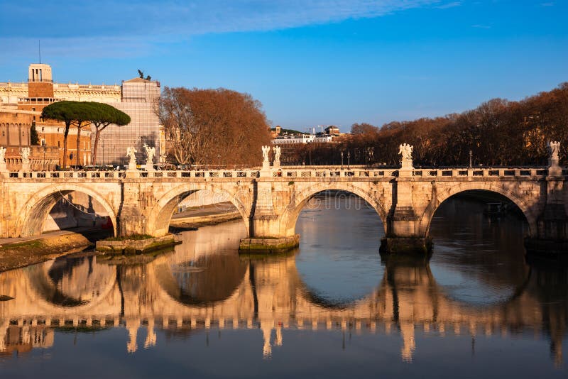 View of Bridge in Rome City, Italy Stock Image - Image of tiber, famous ...