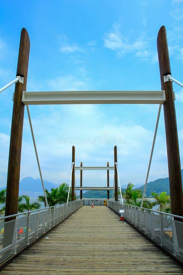 The View of the Bridge in Tai Po Waterfront Park Stock Image - Image of ...