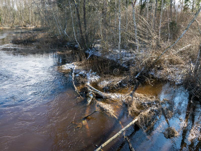 View of the Bridge To the River in Early Spring Stock Image - Image of ...