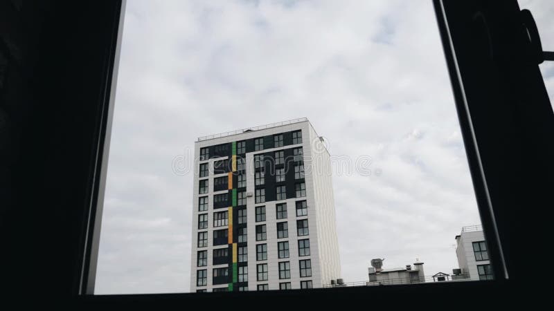 The View from the Bright Windows on the Large Building. Stock Footage ...
