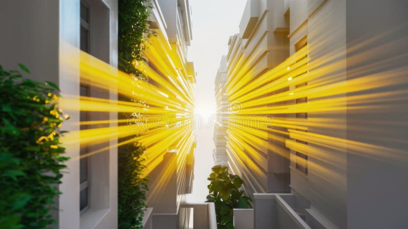 A View of a Bright Yellow Beam Coming Out from the Side, AI Stock Photo ...