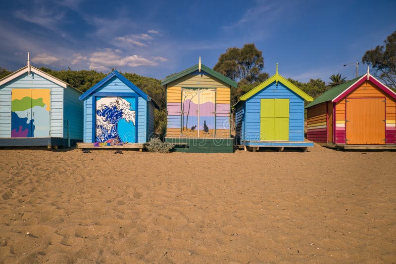 View of Brighton Bathing Boxes at Brighton Beach Editorial Photography ...