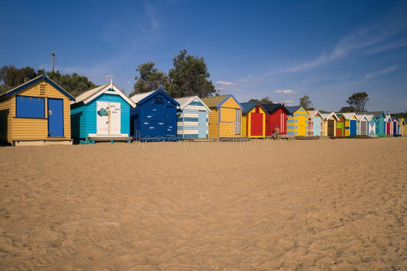 View of Brighton Bathing Boxes at Brighton Beach Editorial Image ...