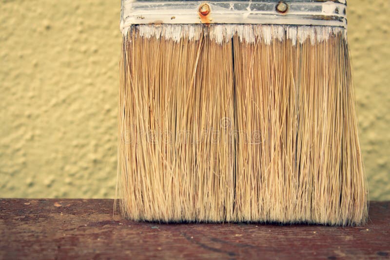 View of the Bristles in a Paint Brush Placed Against a Wall Stock Image ...